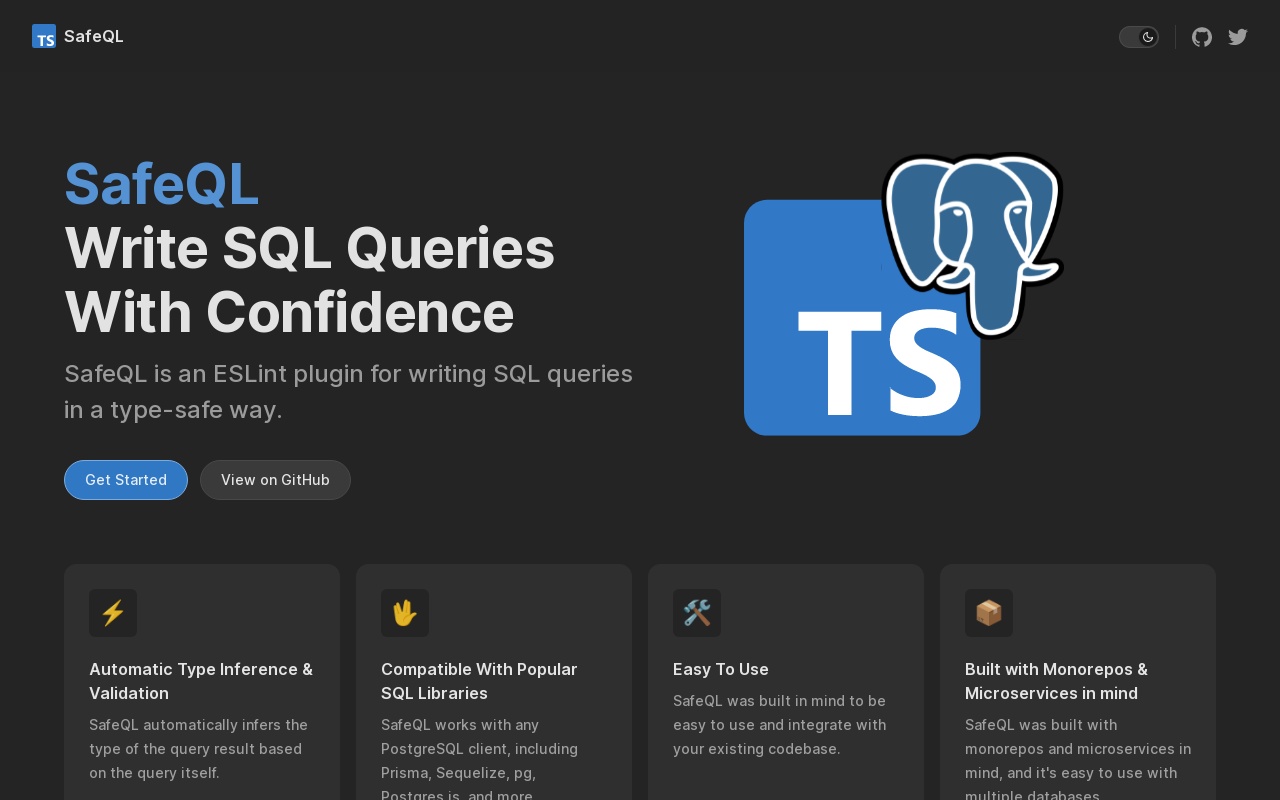 Safeql A Linter For Javascriptsqltypescript Rating And 3 Alternatives Analysis Tools