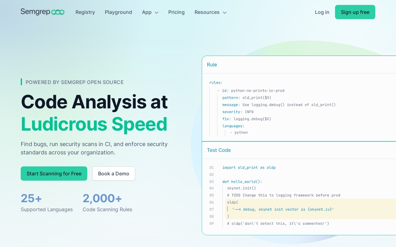 Semgrep, a linter for C/Csharp/Go - Rating And 56 Alternatives | Analysis Tools